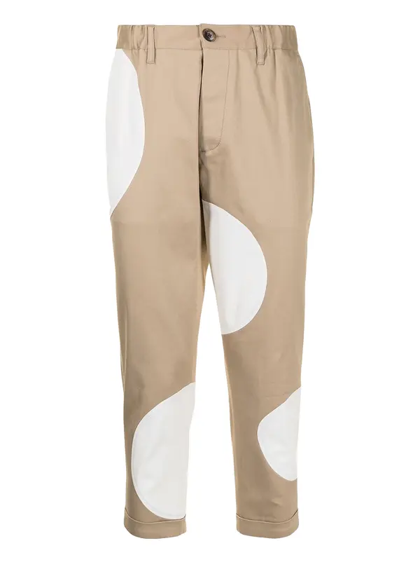 PORTS V Spot-print Cropped Trousers - Neutrals