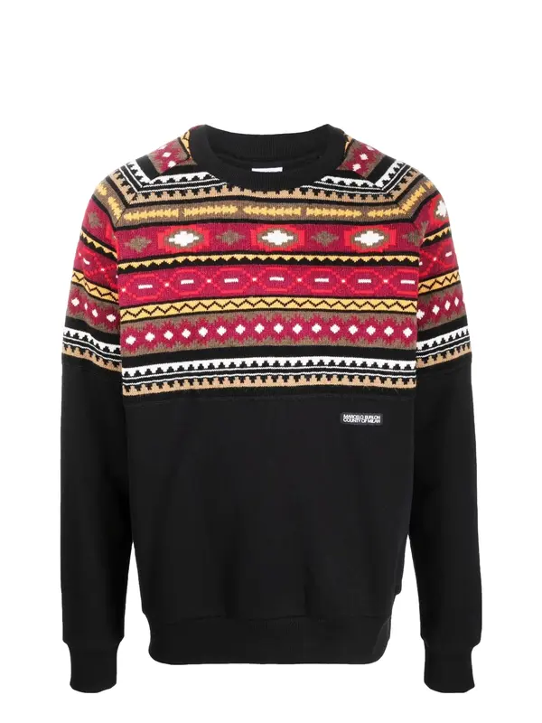 COUNTY OF MILAN Folk-pattern Sweatshirt - Black