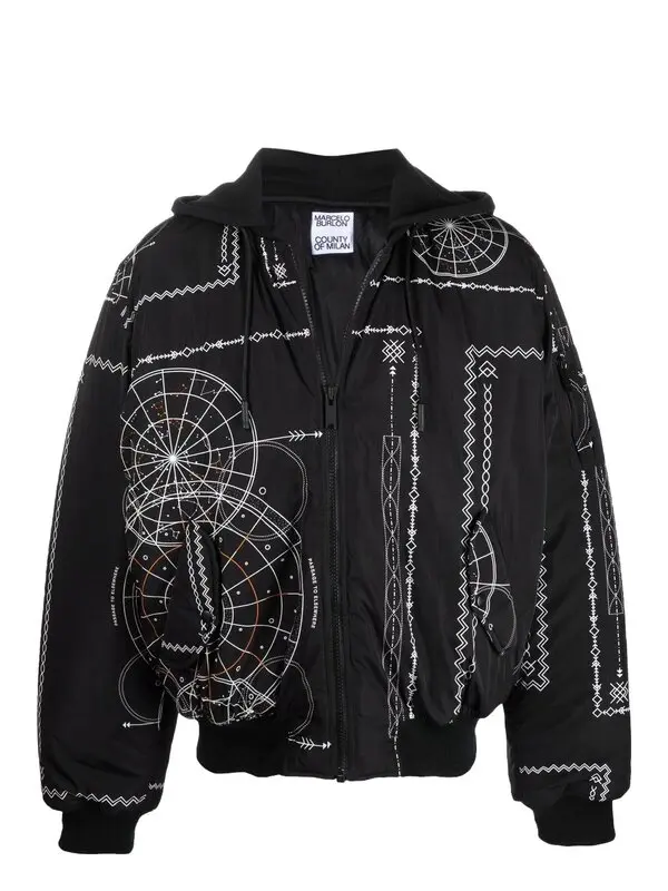 COUNTY OF MILAN Marcelo Burlon Astral-print Bomber Jacket - Black