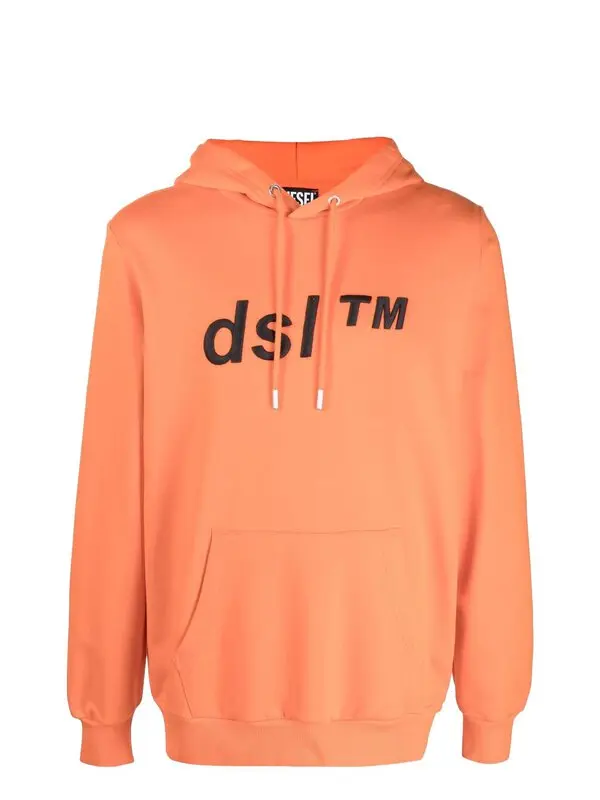 DIESEL® Embroidered Cotton Hoodie - Orange