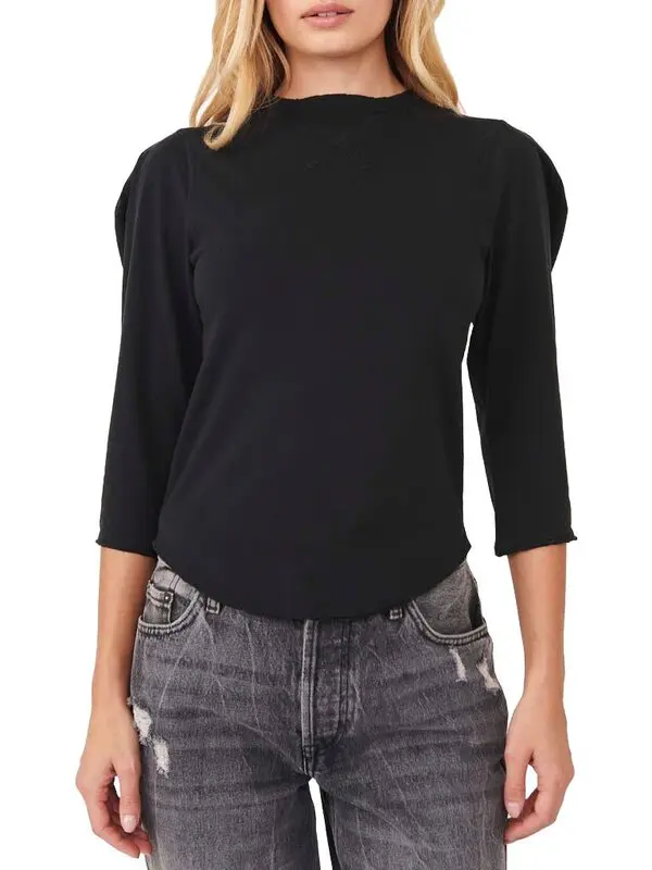 Free People We The Free Clover Puff-sleeve Top - Black