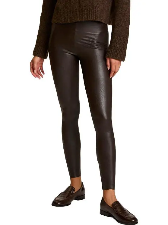 Commando Control Top Faux Leather Leggings - Espresso