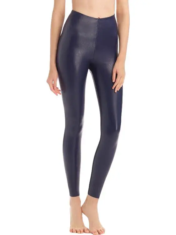 Commando Control Top Faux Leather Leggings - Navy
