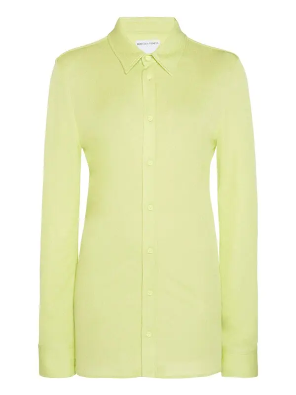 Bottega Veneta Collared Jersey Sable Shirt - Green