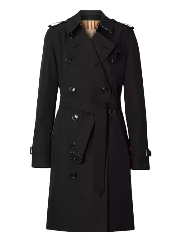 Burberry Mid-length Kensington Heritage Trench Coat - Black