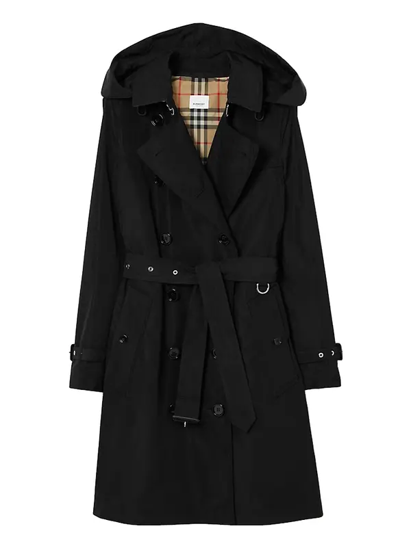 Burberry Mid-length Taffeta Kensington Trench Coat - Black