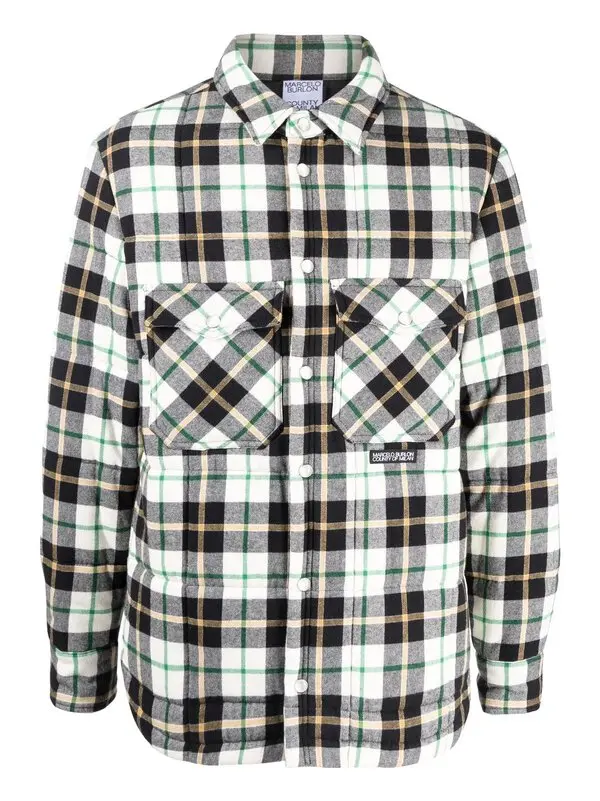 COUNTY OF MILAN Logo-patch Plaid Shirt - Neutrals