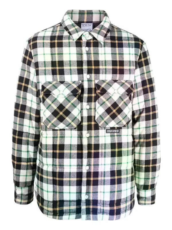 COUNTY OF MILAN Logo-patch Plaid Shirt - White