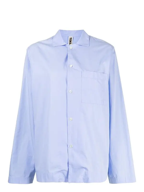 TEKLA Poplin Pajama Shirt - Blue