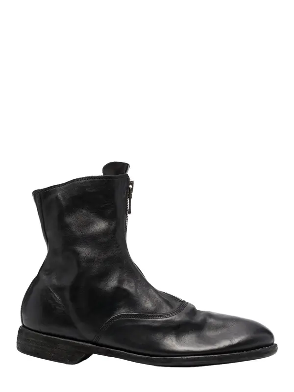 Guidi Leather Zip-up Ankle Boots - Black