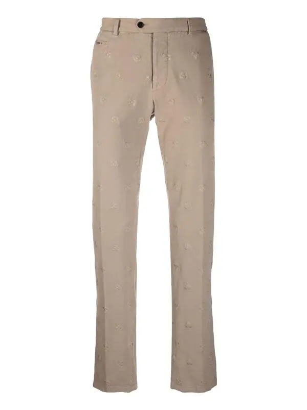 Philipp Plein Embroidered Skull Trousers - Neutrals