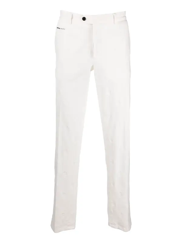Philipp Plein Embroidered Skull Trousers - White