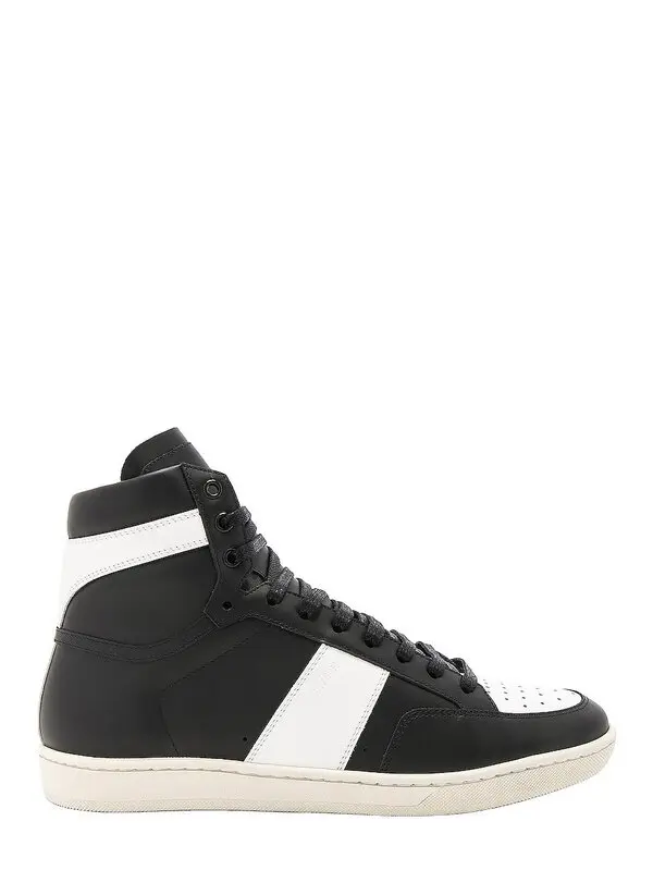 Saint Laurent Signature Court Classic Sl/10h Leather High Top Sneakers - Black & White
