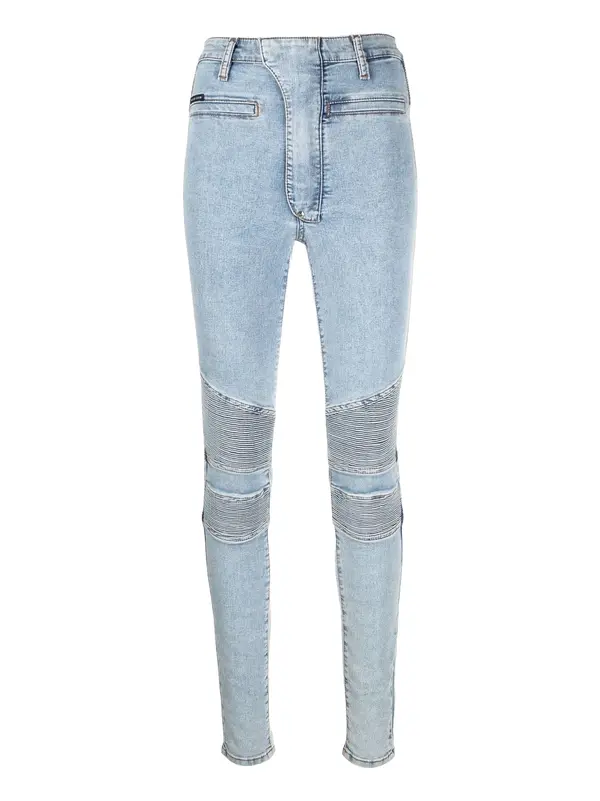 Philipp Plein High-waisted Biker Jeans - Blue