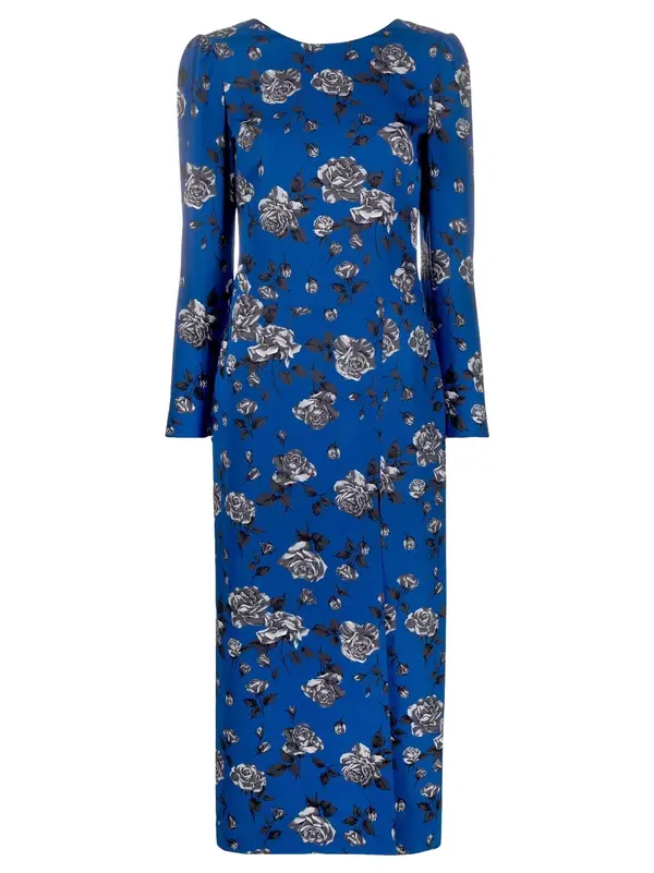 Red Valentino Floral-print Midi Dress - Blue