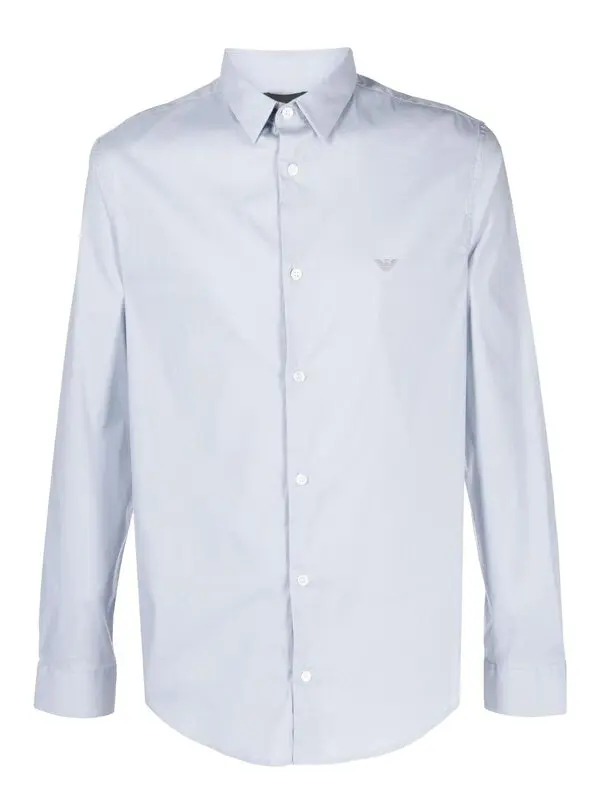 Emporio Armani Logo-embroidered Long-sleeve Shirt - Blue