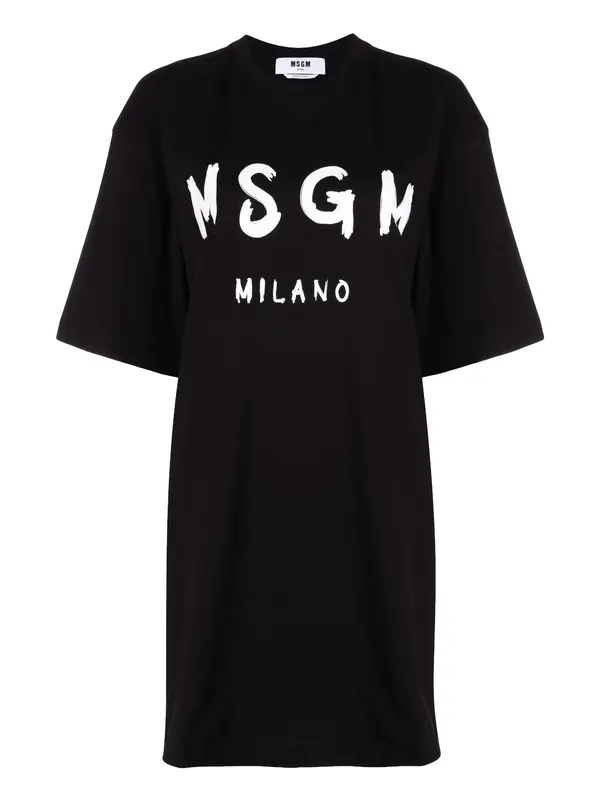 MSGM Logo-printed T-shirt Dress - Black