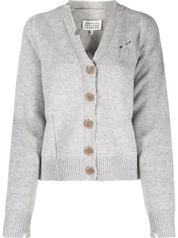 MAISON MARGIELA Distressed Button-down Cardigan - Grey