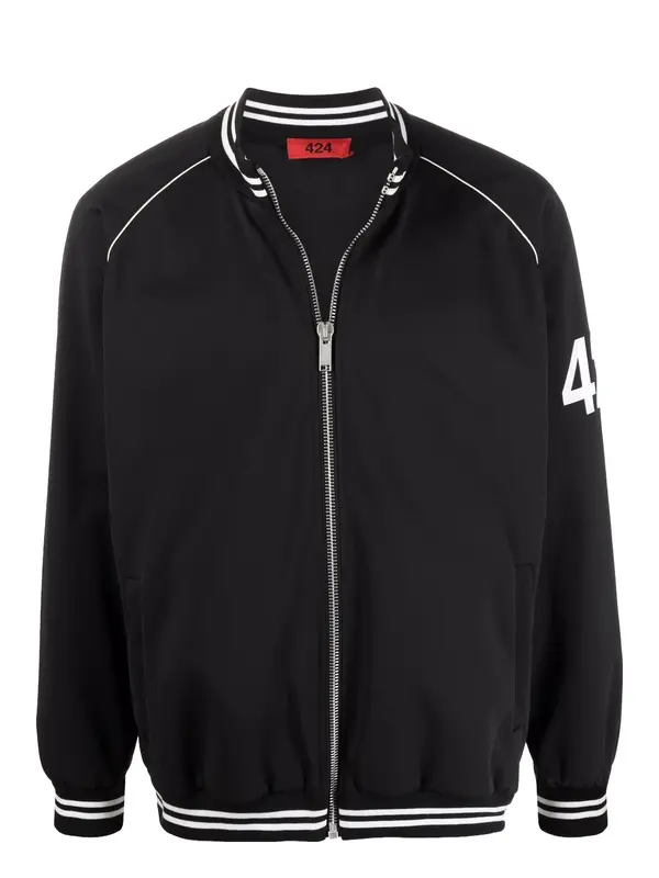 424 Logo Sleeve Bomber Jacket - Black