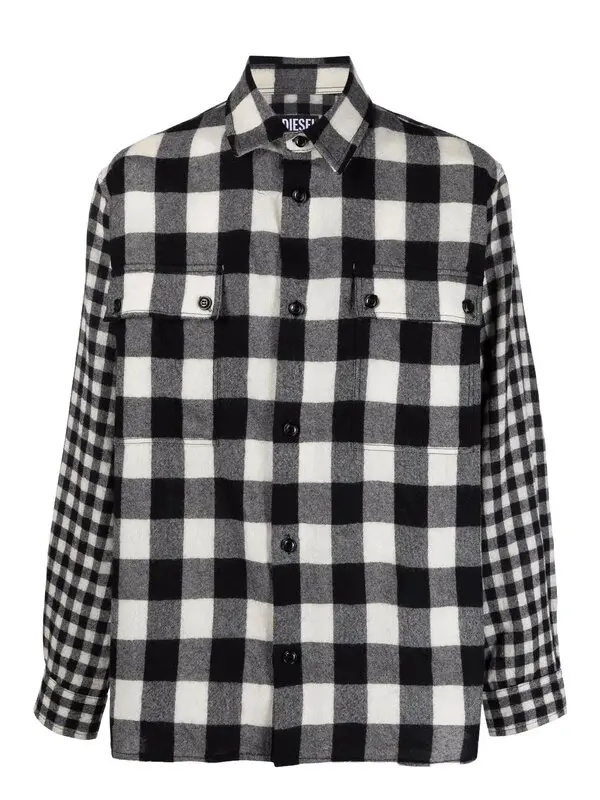 DIESEL® Flannel Checked Wool Shirt - White