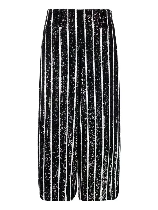 Balmain Sequin-embellished Wide-leg Trousers - Black