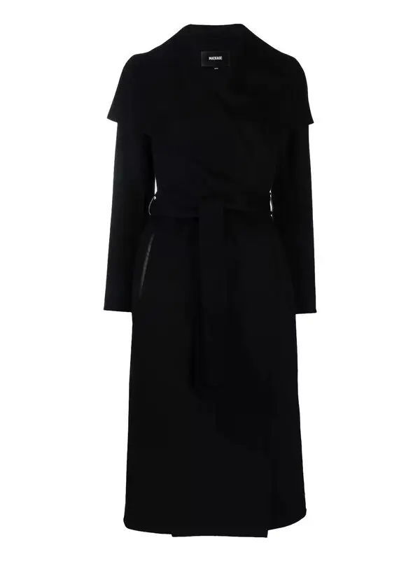Mackage Draped Belted Wool Coat - Black