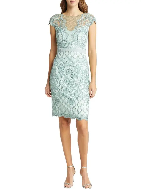 Tadashi Shoji Sequin Lace Cocktail Dress - Mint