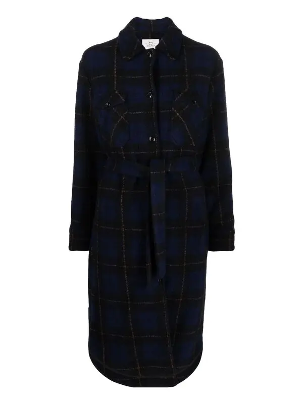 Woolrich Tartan-check Virgin Wool Coat - Blue