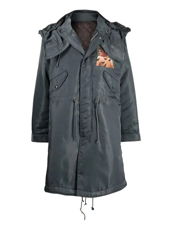Undercover Painterly-print Hooded Parka - Green
