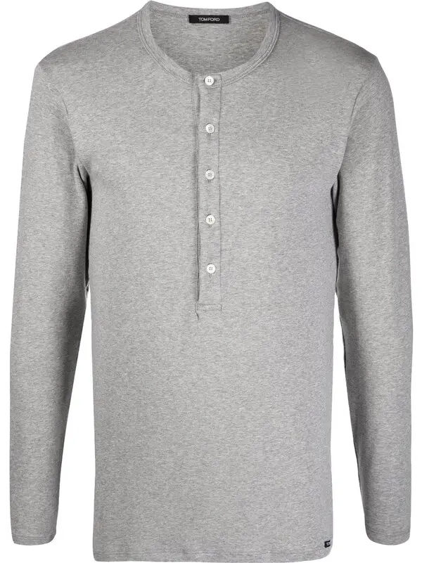 TOM FORD Long-sleeve Button-fastening Top - Grey