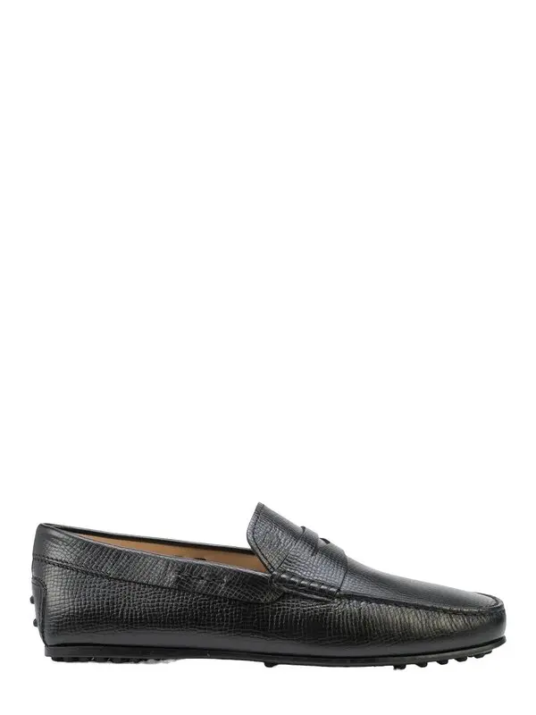 TOD'S Grained Leather Penny Loafers - Black