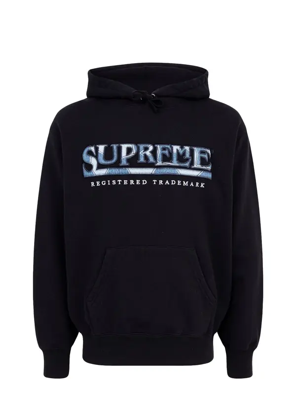 Supreme Denim Logo Hooded Sweatshirt - Black