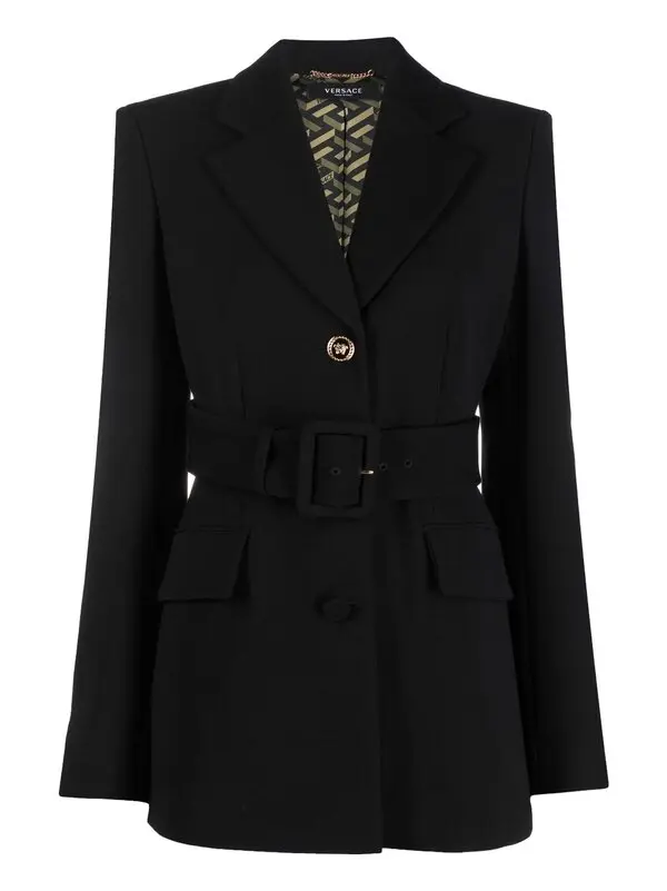 Versace Belted Single-breasted Blazer - Black