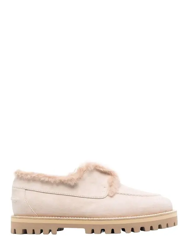 LE SILLA Shearling-lined Suede Loafers - Neutrals