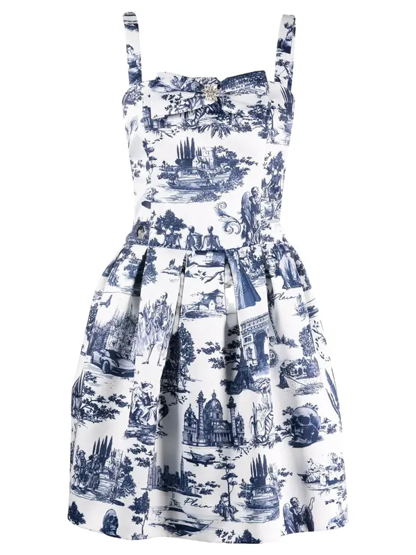 Philipp Plein En Plein Air Print Mini Dress - White
