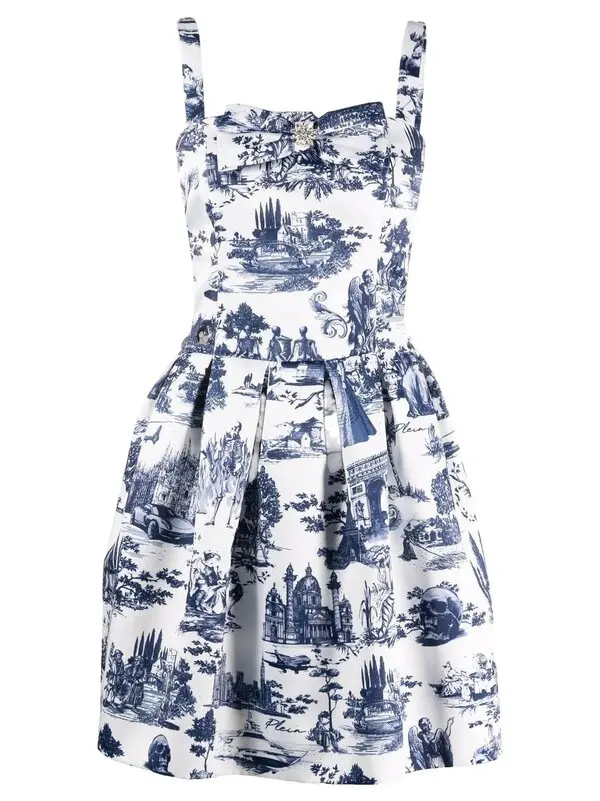 Philipp Plein En Plein Air Print Mini Dress - White