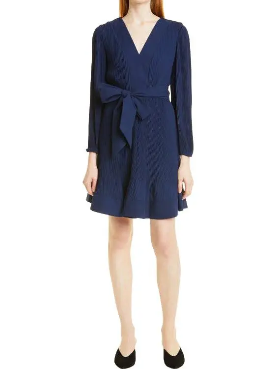 MILLY Liv Long Sleeve Mini Dress - Navy