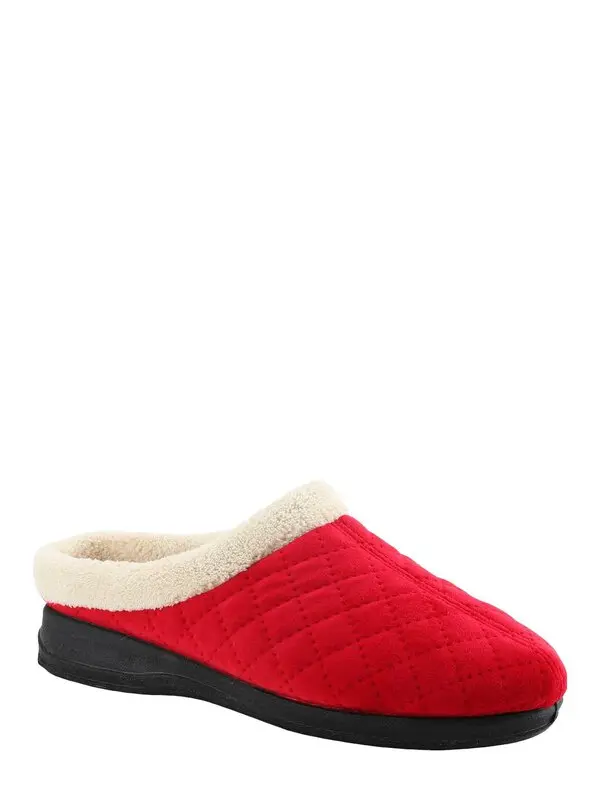 SPRING STEP SHOES Quilted Fleece Slippers - Red