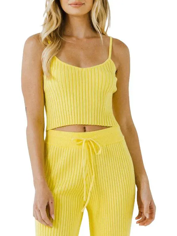 Endless Rose Rib Knit Crop Camisole - Lime