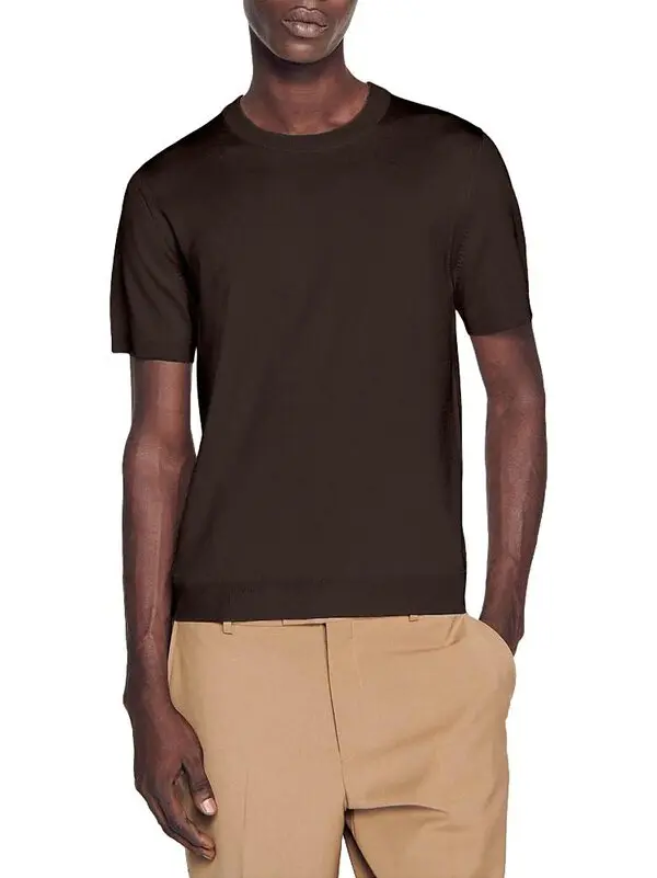 Sandro Knitted Tee - Chocolate