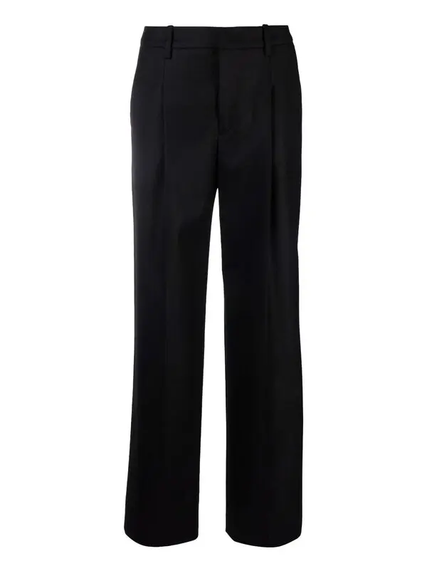 PT TORINO Pleat-detail Wide-leg Tailored Trousers - Black