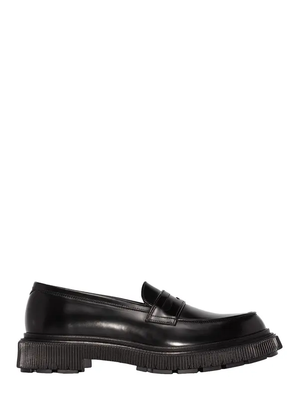 ADIEU PARIS Penny-slot Leather Loafers - Black