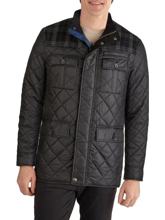 Cole Haan Mixed Media Quilted Jacket - Black