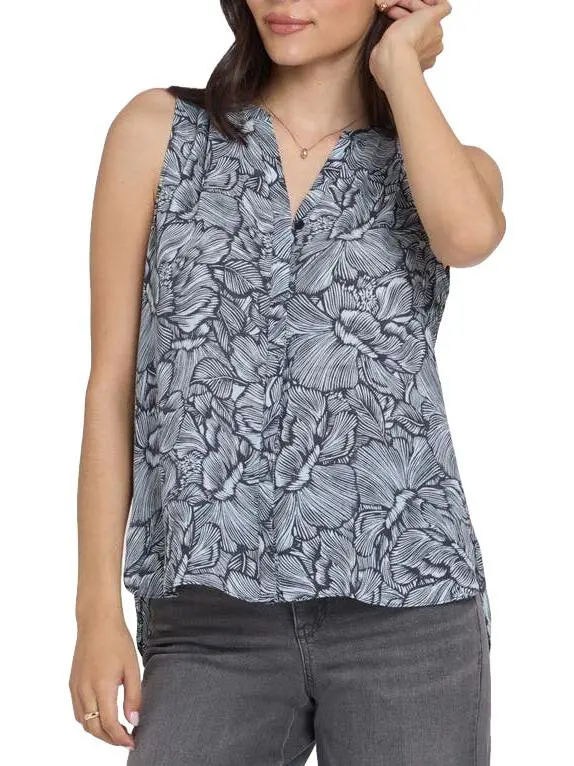 NYDJ Print Pleat-back Sleeveless Blouse - Aria Arabesque
