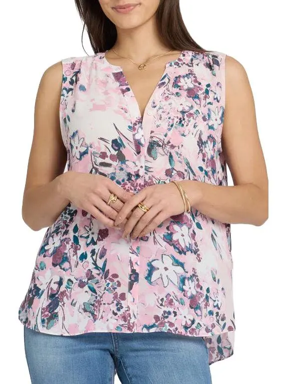 NYDJ Print Pleat-back Sleeveless Blouse - Floral Dreams