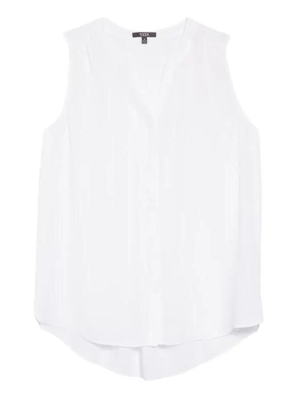 NYDJ Print Pleat-back Sleeveless Blouse - Optic White