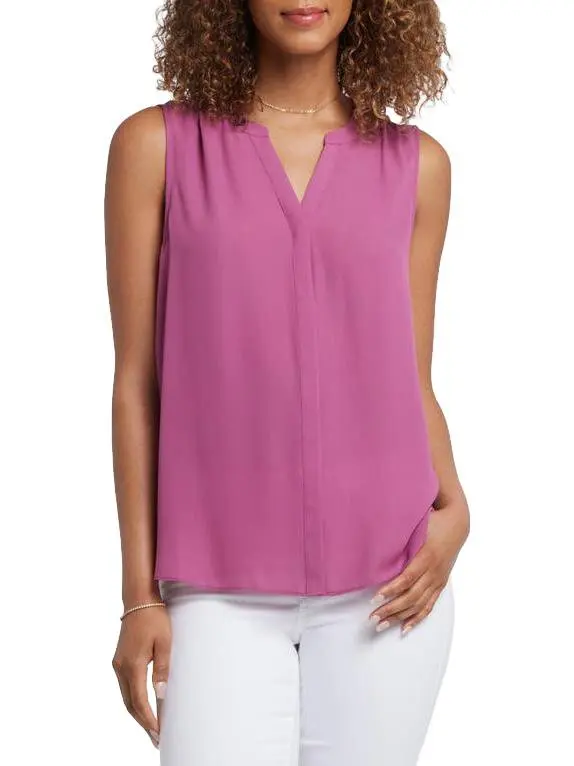 NYDJ Print Pleat-back Sleeveless Blouse - Red Violet