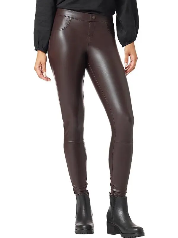 Hue Leatherette Leggings - Espresso