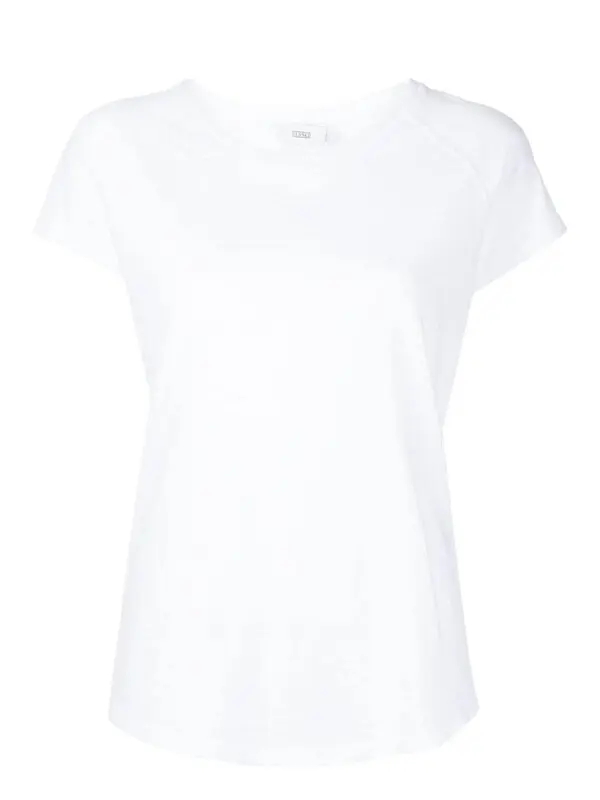 Closed Round Neck Cotton T-shirt - White