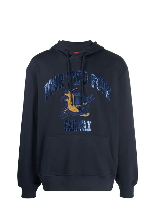 424 Appliqué Detail Hoodie - Blue